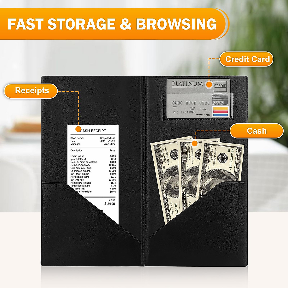 20 Pcs Server Books, Check Presenters for Restaurants, PVC Server Books for Waitress Guest Check Holder