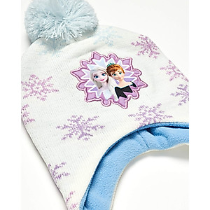 Disney Girls Frozen Winter Hat and 2 Pair Gloves or Mittens (Age 2-7) (White/Purple Gloves, Age 4-7)