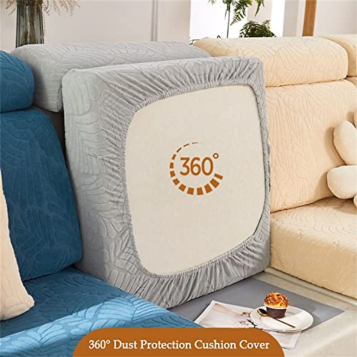 GSTUITGO Stretch Sofa Covers,Couch Cushion Slipcovers for Sofa Bedroom,Anti-Slip L Shape Sofa Covers,Chaise Lounge Sofa Slipcover,Wear-Resistant,for Sectional Sofa(Jade White,Single Seat)