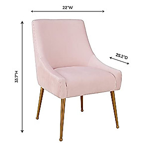 Tov Furniture Beatrix Pleated Velvet Dining Side Chair (Blush)