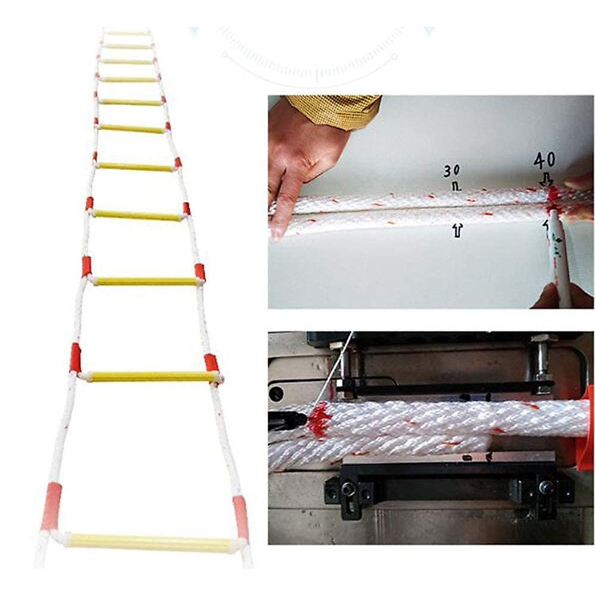 SDVantage Fire Escape Ladder, Ladders,Emergency Fire Escape Rope Ladder Home Lifeline Ladder Outdoor Round Nylon Soft Ladder Home Climbing Engineeladder Fitness Training Ladder Durable (40cm 3M)