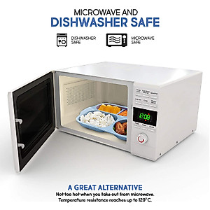 shopwithgreen Divided Plates for Kids Adults, 12 Inch (4PCS) Unbreakable Wheat Straw Section Plates, Large Lightweight Reusable Compartment Lunch Trays, BPA Free Dishwasher & Microwave Safe