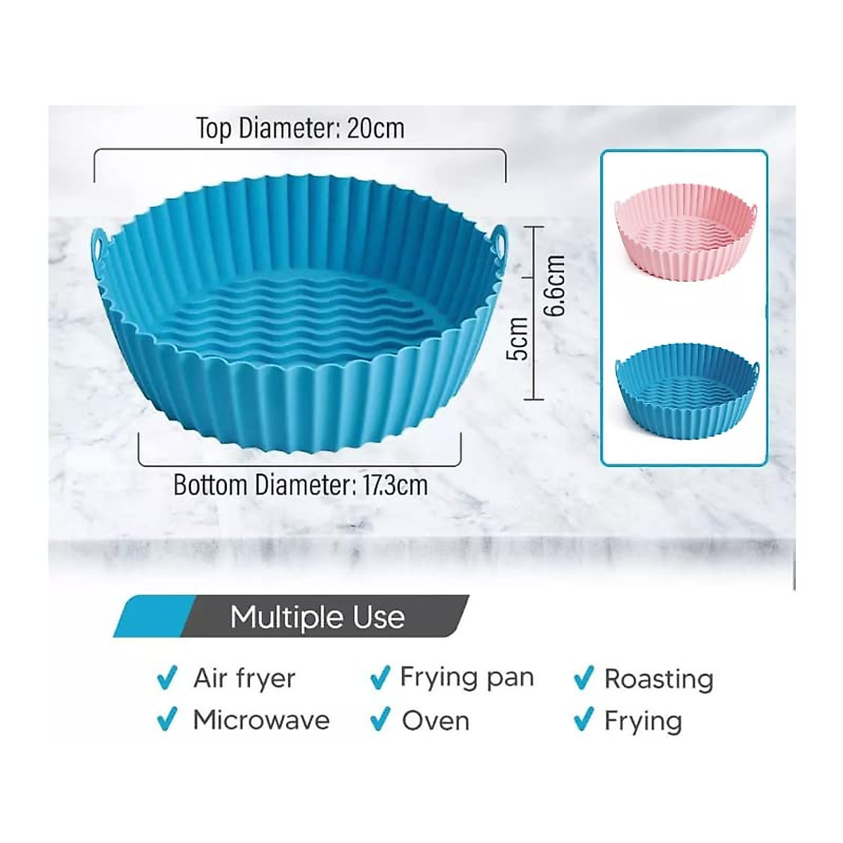 Silicone Air Fryer Basket 2pcs, Air Fryer Silicone Liners for 3-5QT Reusable Air Fryer Liners Silicone - 7.5inch Airfryer Liners, Non Stick Air fryer Accessories