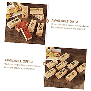 COHEALI 8pcs Wooden Seal Planner Stamp Set Making Stamp Wooden Rubber Paint Brishes Letter Stamps Woodsy Decor Scrapbook Stamp Wood Mounted Rubber Stamp DIY Wood Stamp Plant Journal Wooden