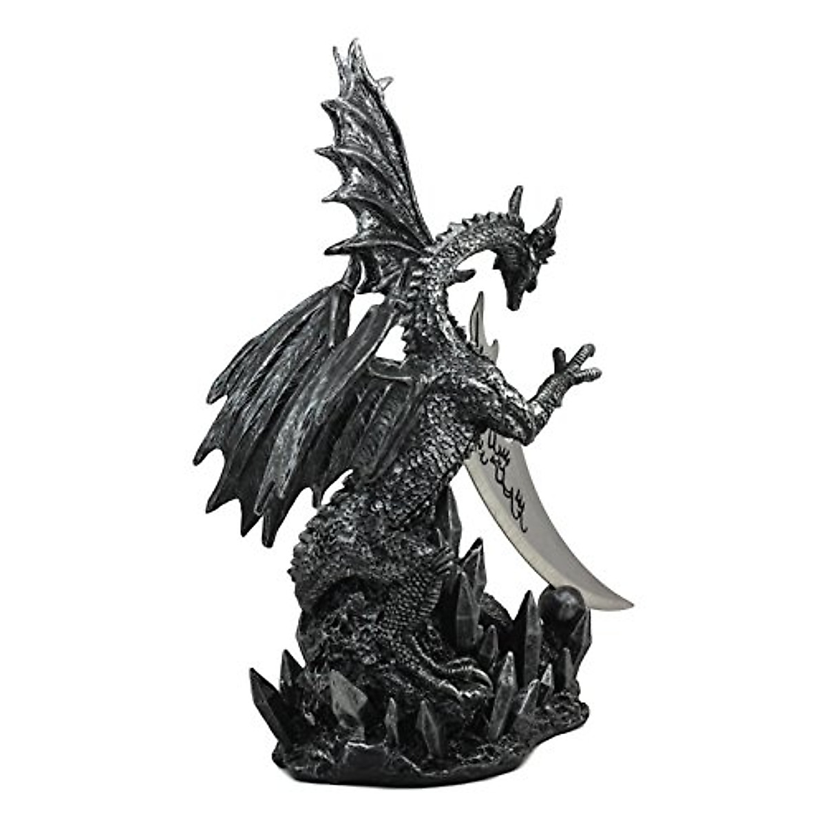 Ebros 13"Tall Large Dreamwork Fantasy Bahamut Elder Dragon Statue With Fire Dagger Blunt Knife As Letter Opener Or Decorative Dagger