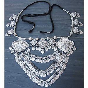 IndiaStop Tribal Coin Medallion Fringe Tassel Belt Cosplay Festival Bohemian Gypsy Hippie Rave Kuchi Banjara Outfit Belly Dance Skirt Pants Scarf Hip Waist Costume Fashion Jewelry for Women Handmade