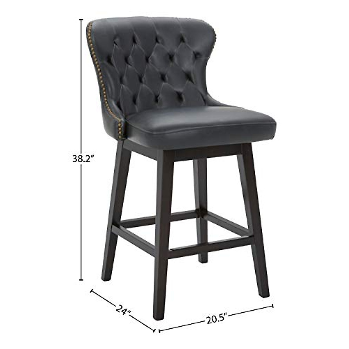 Amazon Brand – Stone & Beam Morgan Faux Leather Memory-Swivel Counter-Height Barstool, 38.2"H, Black