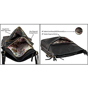 Mou Meraki Premium Genuine Leather Black Crossbody Purses and Handbags Women