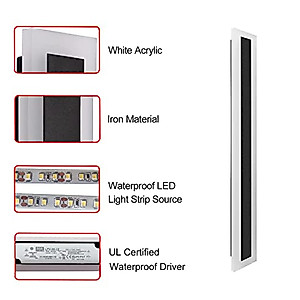 Aidenkid Long Wall Lamp Modern LED Waterproof IP65 Outdoor Wall Mount Lighting Fixture Garden Porch Sconce Lantern Sconces Luminaire/Bedroom Bedside Licht 48inch Cold White