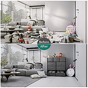 YITAHOME Dresser with 9 Drawers - Fabric Storage Tower, Organizer Unit for Bedroom, Living Room, Hallway, Closets & Nursery - Sturdy Steel Frame, Wooden Top & Easy Pull Fabric Bins (Dark Grey)