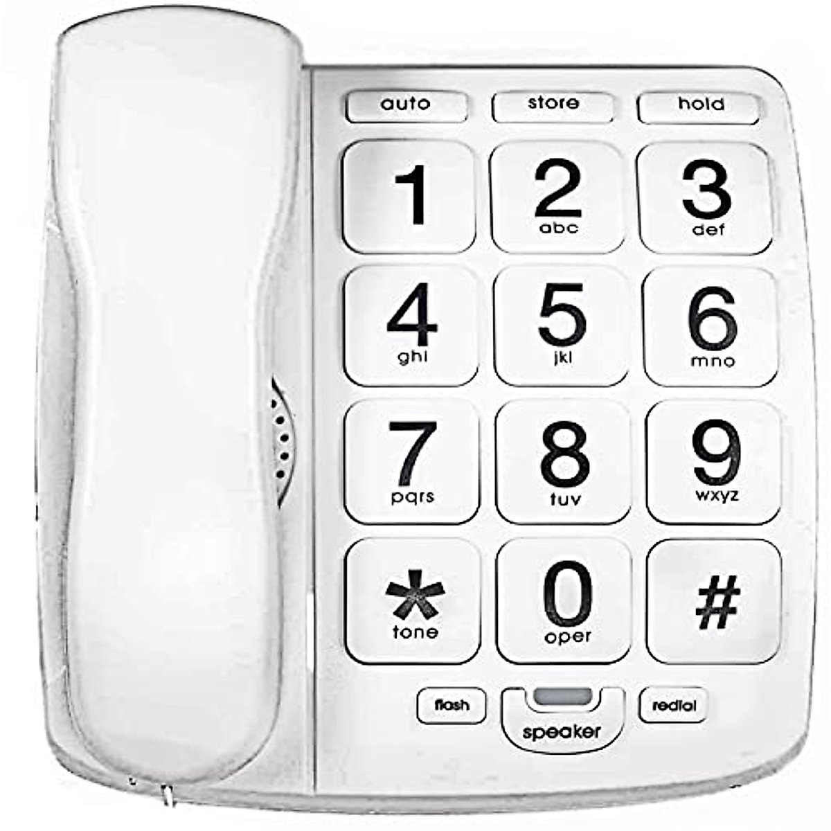 Tyler TBBP-4-WH Telephone for Seniors - Large Button Landline Phone for Elderly with Loud Speaker, Speed Dial, Ringer Volume Control, Wall Mount - Easy to See & Press Numbers - Works in Power Outage