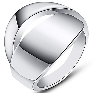 Jude Jewelers Stainless Steel Plain Wrap Geometrical Promise Statement Wedding Party Ring (Silver, 9)