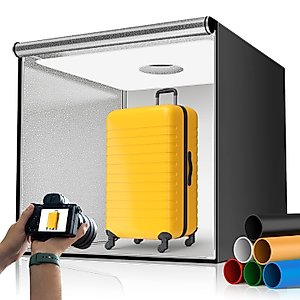 Daguerre 32"x32" Light Box for Product Photography, Professional Large Photo Studio with 3 Stepless Dimming Lights Panels, 210 LED Beads, and 6 Color Backdrops, Perfect Photo Booth Shooting Tent Kit