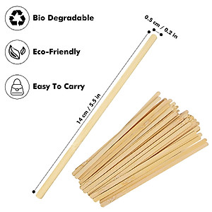 100pcs Wood Coffee Stirrer Sticks, 5.5 Inch Wooden Swizzle Stick Beverage Mixer, Eco Friendly Long Stirrer Stir Sticks for Mixing Cocktail Hot Chocolate Drinking Tea