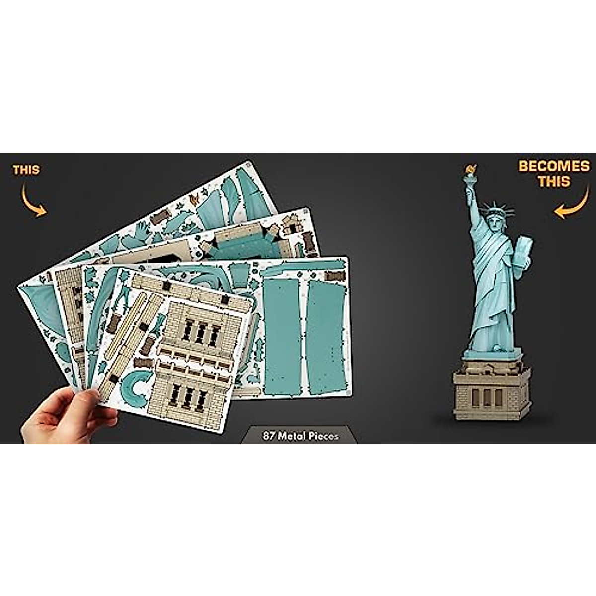Fascinations Metal Earth Premium Series Statue of Liberty 3D Metal Model Kit Bundle with Tweezers