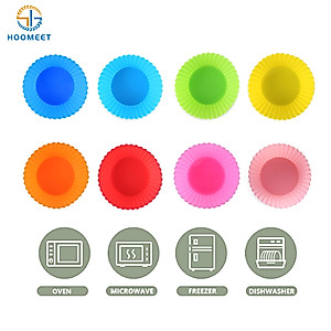 HOOMEET 36 Pack Silicone Molds, Silicone Muffin Cups, Silicone Cupcake Baking Cups, Silicone Cupcake Molds, Reusable Cupcake Liners, Rainbow Color