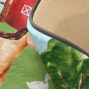 Farm House Animals Personalized Round Rug Fluffy Soft Mat for Bedroom Girls Boys Room, Custom Indoor Area Circular Floor Mat Chair Couch Plush Shaggy Carpet Home Decor 47.2x47.2 in