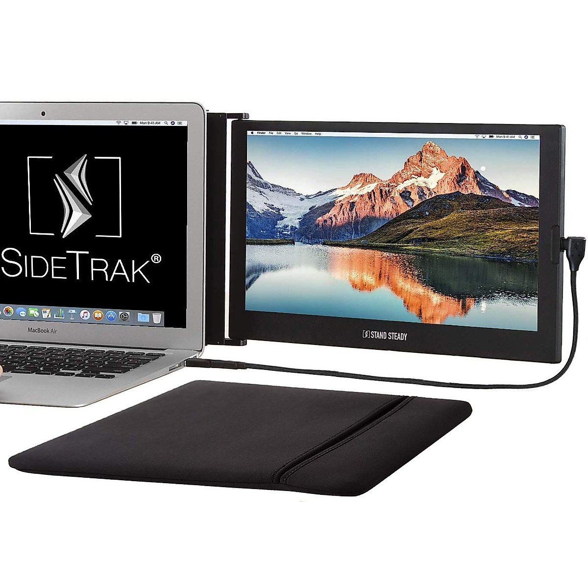 SideTrak Slide Portable Monitor 12.5" Screen with Carrying Case - Attaches to Your Laptop for Easy Travel - Efficient USB Power - Fits Mac and PC 13"-17" Laptops - Full HD IPS Display (Patent Pending)