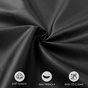 Keyluv Modern Faux Leather Upholstered Platform Bed Frame with Metal Decoration Headboard, Wooden Slats Support, No Box Spring Needed, Queen Size, Black