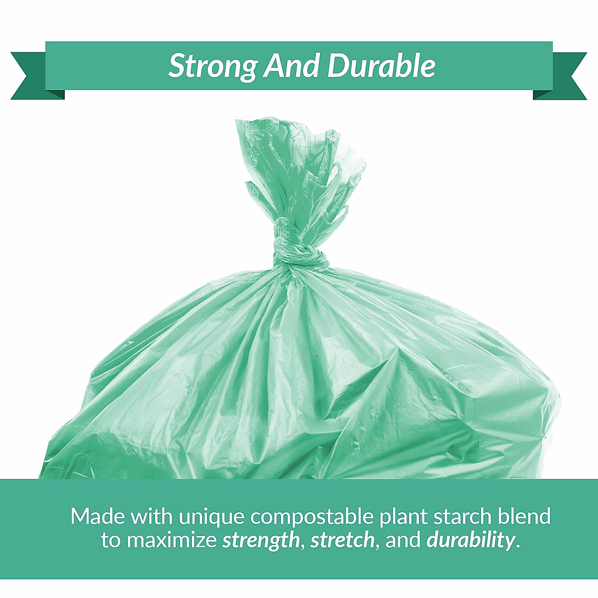Reli. Compostable 6-8 Gallon Trash Bags | 200 Count Bulk | ASTM D6400 | Green | Eco-Friendly | For Compost