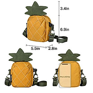 Van Caro Pineapple Shape Mini Purse,Women Crossbody Oxford Fruit Bag Cellphone Purse Ginger
