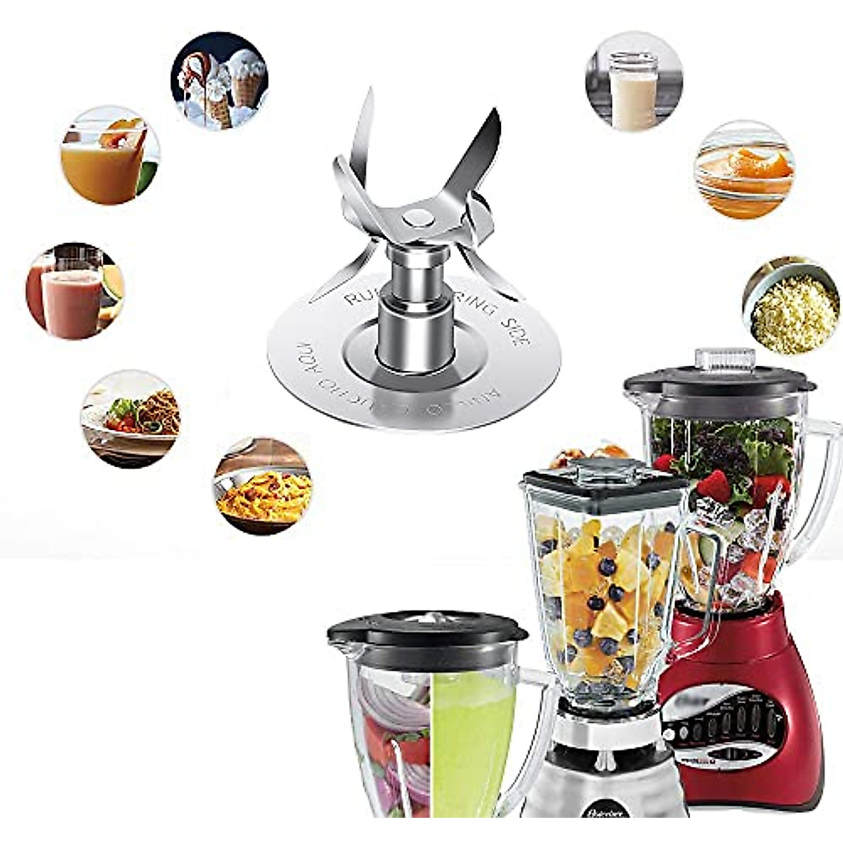 Replacement Parts Compatible with Oster Osterizer Blender Blade with Rubber Seal Gasket & 4902 Jar Bottom - 6 Point Fusion Blade 4980