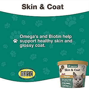 NaturVet – Skin & Coat Plus Omegas for Cats – 60 Soft Chews | Supports Healthy Skin & Glossy Coat | Enhanced with Omega-3, Omega-6 & Biotin | 30 Day Supply