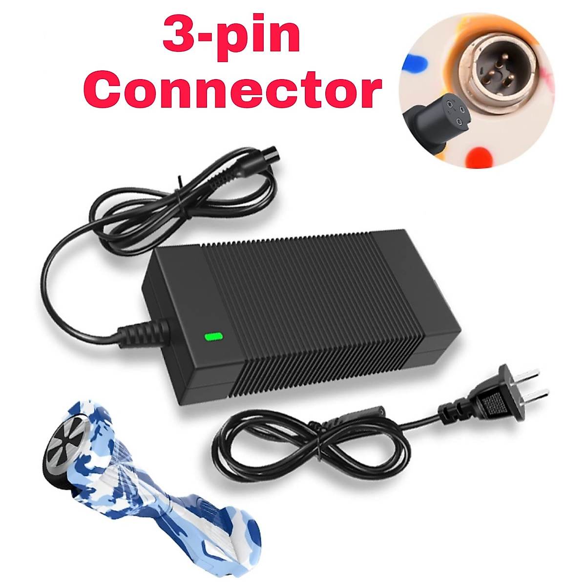 29.4V 1.5A/ 1A/ 0.6A 3-Prong Charger for Hover-1 Swagtron Jetson 24V/ 25.2V/ 25.9V Models (Note: 7S Battery ONLY!) Lithium Battery (NOT for 36V/42V!!) Power Charger