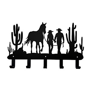 Ecqizer Cowboy Coat Hooks Wall Decor-Cowboy Hangers and Key Hooks Holder-Clothes Cowboy Hat Rack and Backpack Hanger-Cowboy Wall Art Decor for Storage, Living Room, Hallway, Bedroom…