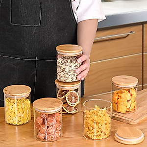 ZaGupul Glass Jars for Food Storage with Bamboo Lids and Labels,16 OZ Air Tight Storage Containers for Pantry, Kitchen Canisters for Herb, Sugar, Cookie, Candy and Spices Jar(Set of 6)