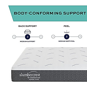 Slumbercrest by Slumberland Memory Foam 10 inch King Size Mattress Bed with Copper Cooling Cover and Cooling Infused Gel-Foam - Pressure Relieving Base Foam Provides Comfort, Stability, and Support