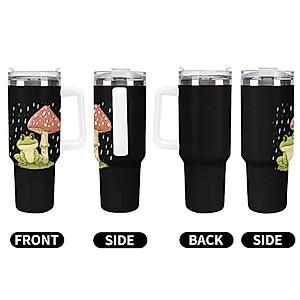 Cute Frog Mushroom 40OZ Tumbler Stainless Steel Travel Mug Water Bottle Car Cup Tea Cups with Lid White-style