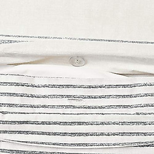 Lush Decor Farmhouse Stripe 3 Piece Duvet Cover Set, King, Gray