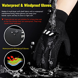 LERWAY Winter Gloves For Men Women Touchscreen Warm Gloves Anti-Slip Water Resistant Windproof Black Thermal Gloves For Driving Cycling Hiking Running (M)