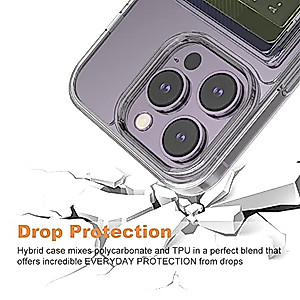 Wuwedo for iPhone 14 Pro Ultra Clear Card Case, [Up to 2 Cards] [2 in1 TPU + PC] Hybrid Slim Fit Anti-Yellowing Transparent Wallet Case with Card Holder for iPhone 14 Pro 6.1" 2022