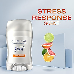 Secret Clinical Strength Antiperspirant Deodorant for Women, Stress Response, 3X Stress Protection, 72hr Sweat & Odor Protection, PH Balancing Minerals, Invisible Solid, 1.6 oz (Pack of 2)