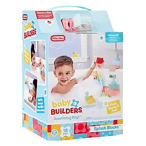 Little Tikes Baby Builders - Splash Blocks First Blocks for Babies and Toddlers, Easy to Connect, Bath Toy, Water Play