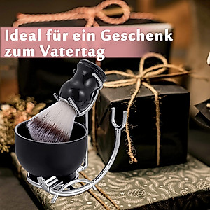 CCbeauty Shaving Brush and Bowl Kit for Men, 3-IN-1 Wet Shave Brushes Set with Stainless Steel Shaving Cup Mug 3.23'', Safety Razor Stand Holder Birthday Fathers Day