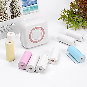 NINEFOX Portable Thermal Printer, Pocket Printer with 13 Rolls Paper Bluetooth Wireless Smart Printer Compatible with iOS + Android for Photo Office Label Study Notes Kids Gift
