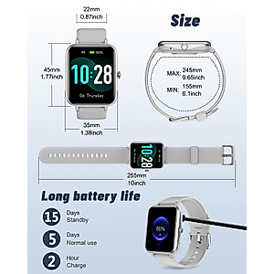 GRV Smart Watch for iOS and Android Phones (Answer/Make Calls), Watches for Men Women IP68 Waterproof Smartwatch Fitness Tracker Watch with Heart Rate/Sleep Monitor Steps Calories Counter (Gray)