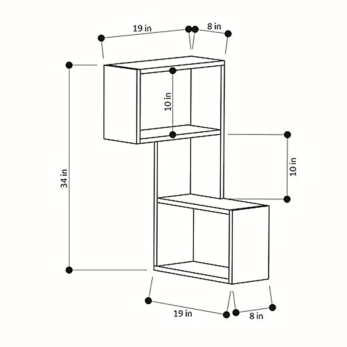 Ada Home Décor Wingate Wall Shelf, 19'' x 34'' x 8'', Anthracite