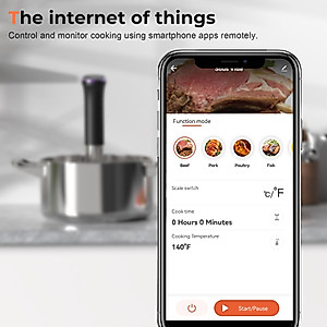 Hobsir hob Sous Vide Cooker Kit, 1100W Sous Vide Machine with 30 Seal Bags, Vacuum Pump, Magnets, LED, Wifi App Control, Silence Stainless Steel Immersion Circulator Slow Cooking Machine Sous-vide Kit