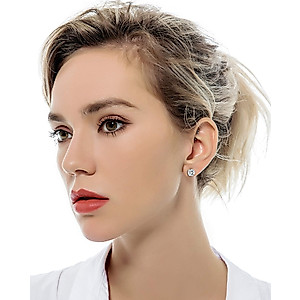 Tornito 7 Pairs 20G Stainless Steel Stud Earrings Round Cubic Zirconia Barbell Earring Set For Men Women 2MM-8MM Silver Tone