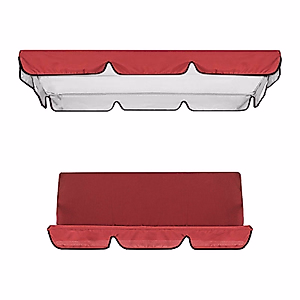 IEUDNS Outdoor Patio Swing Canopy Cover Set Top Cover and Cushion Cover Accessory Canopy 76x49x5.9inch Easily Install Waterproof, Red