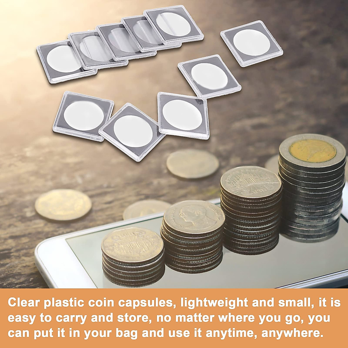 Yuecoom 10PCS 49mm Clear Coin Capsules, Silver Dollar Coin Holder, Coin Holders for Collectors, Plastic Coin Case with Adjustable Gasket Organizer Box for Morgan Silver Dollar