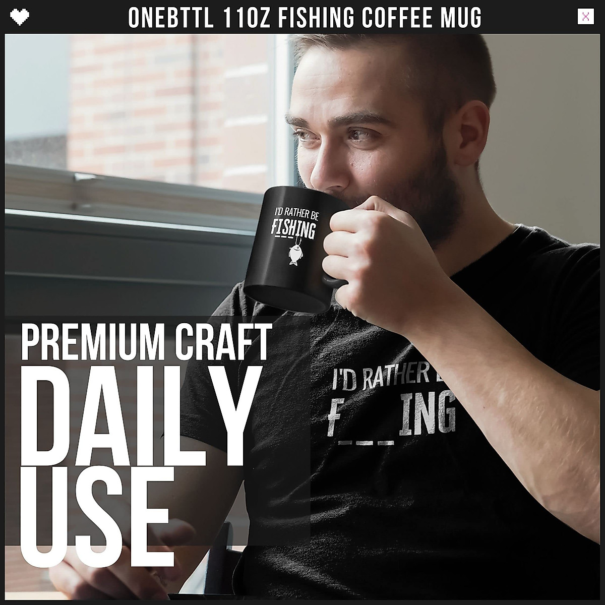 Onebttl Fishing Gifts for Men, Coffee/Cold Drinks Mug, Fishmen Gift for Fishing Lover, Ceramic Heat Changing Mug, Gift Idea Cup For Christmas, Birthday- I'd Rather Be FISHING
