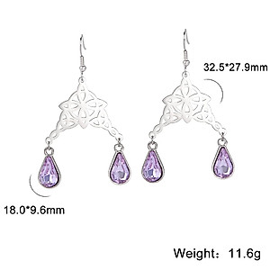 Witch Knot Earrings For Women Hollow Out Style Charm Celtic Knot & Teardrop-shaped Amethyst Dangle Earrings Wiccan Symbol Jewelry Gifts
