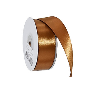 IHKFILAN Double Face Satin Ribbon 1Inchx25Yards Double Sided Solid Polyester Ribbon for Gift Wrapping Party Hair Braids Bow Baby Shower Decoration Floral Arrangement Craft Supplies,Golden Brown