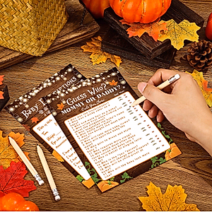 Baby Shower Game Set with 20 Pencils Rustic Wood Baby Bingo for Baby Shower Party Supplies The Price is Right Party Card for Gender Reveal(125 Pcs)