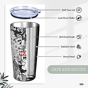 IAMNAT Face Himiko Toga Waifu-Anime Car Mug With Straw Cups Heat Insulation Travel Coffee Mugs Stainless Steel Thermos Cups 20 Oz